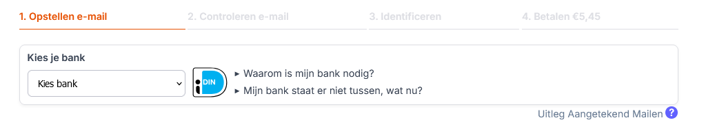 Hoe verstuur ik eenmalig een Aangetekende Mail?